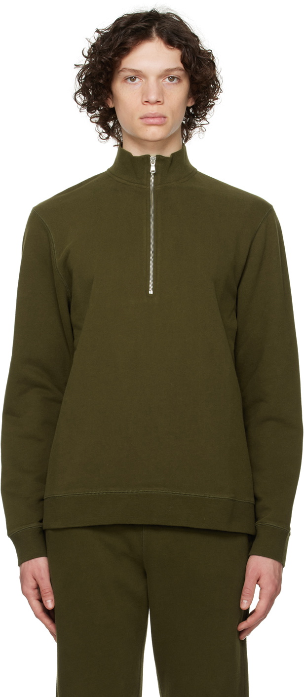 Sunspel Green Half-Zip Sweatshirt Sunspel