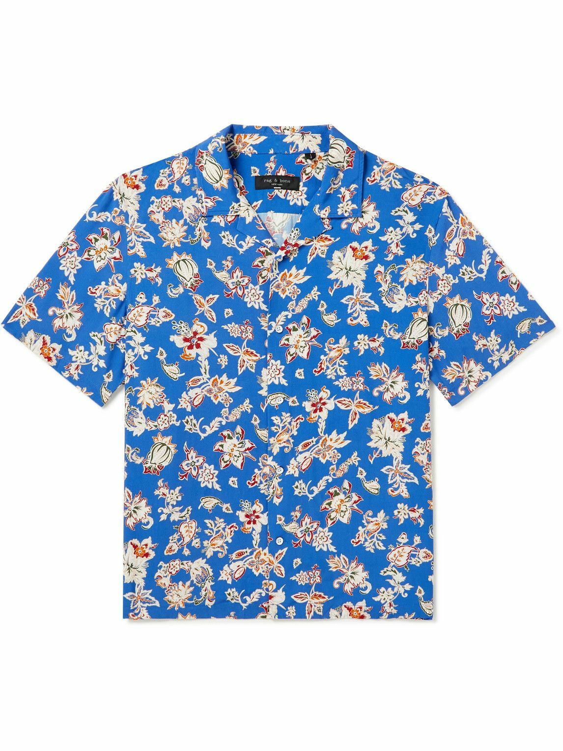 Rag & Bone - Avery Convertible-Collar Floral-Print Voile Shirt - Blue ...