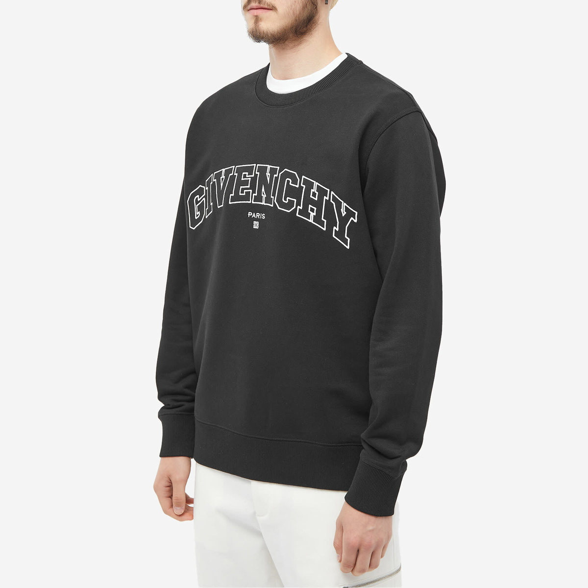 Givenchy Men's College Embroidered Logo Crew Sweat in Black Givenchy