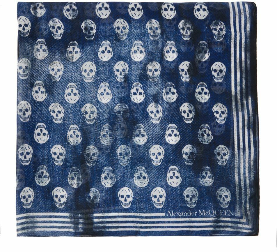 Alexander McQueen Navy & White Biker Skull Scarf Alexander McQueen