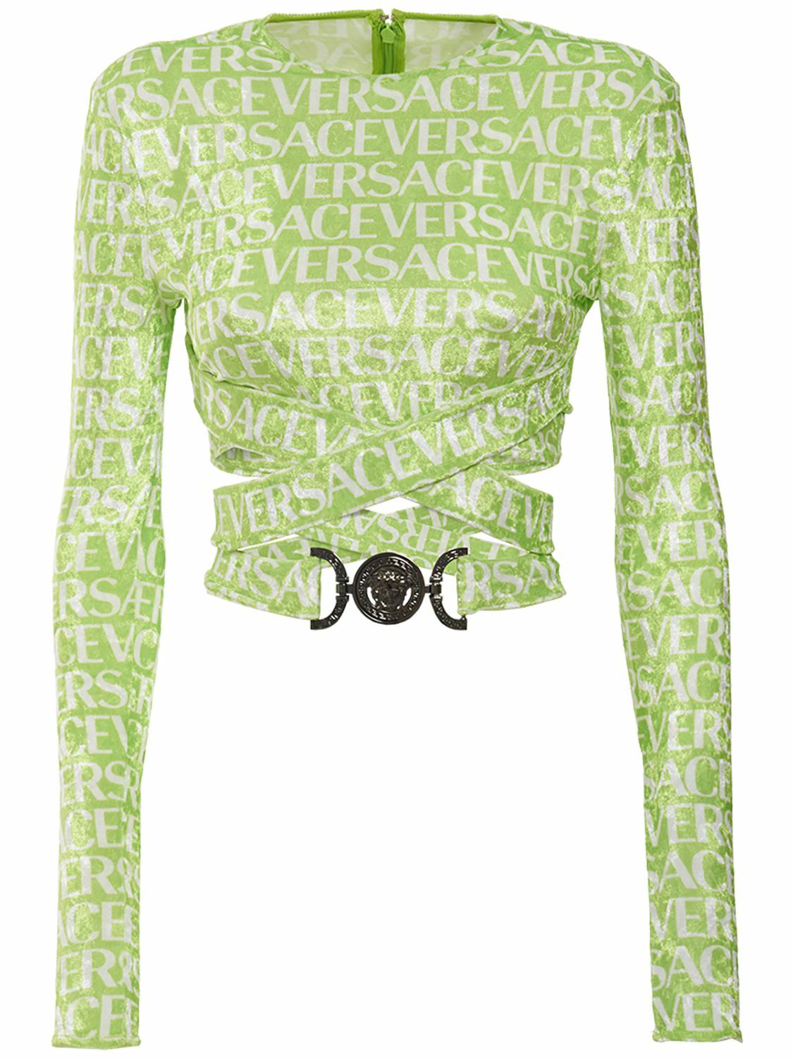 VERSACE - All Over Logo Chenille Crop Top Versace