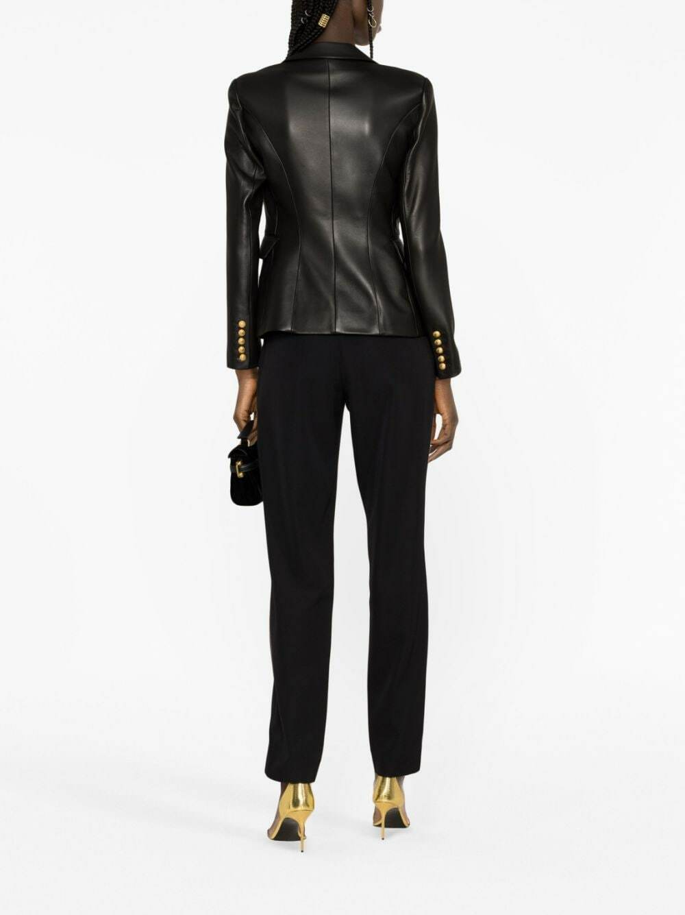 BALMAIN - Double-breasted Leather Jacket Balmain
