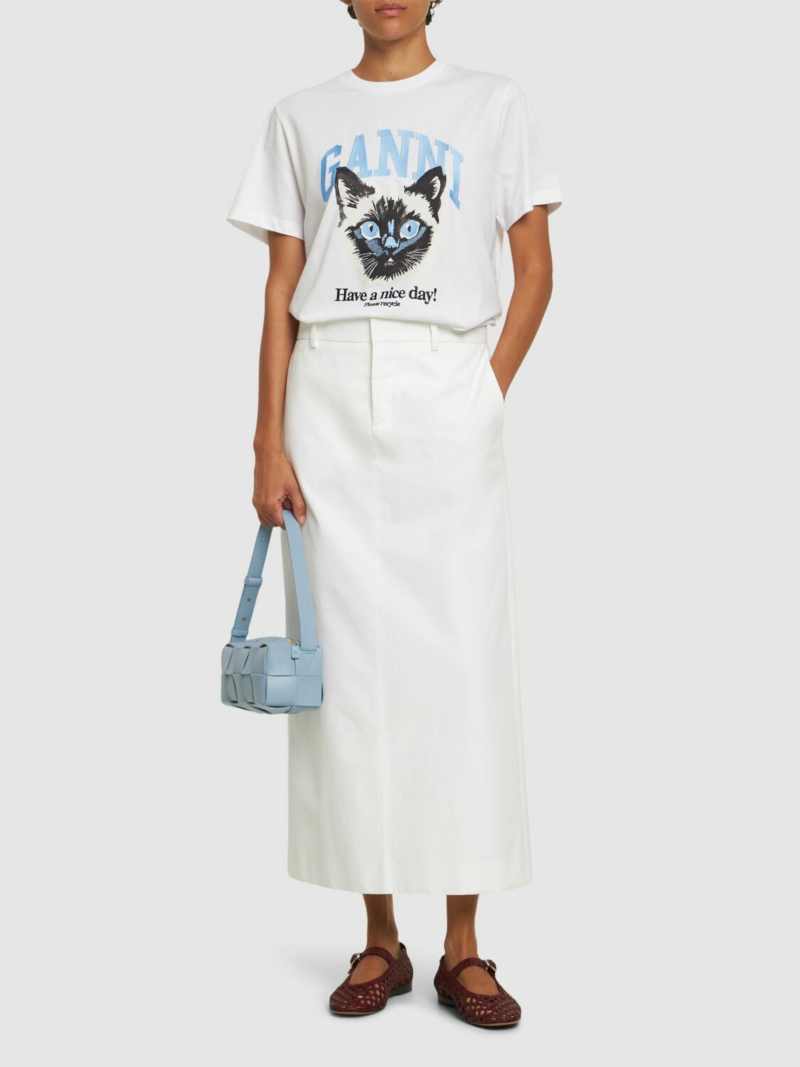 GANNI Cat Print Organic Cotton T-shirt GANNI