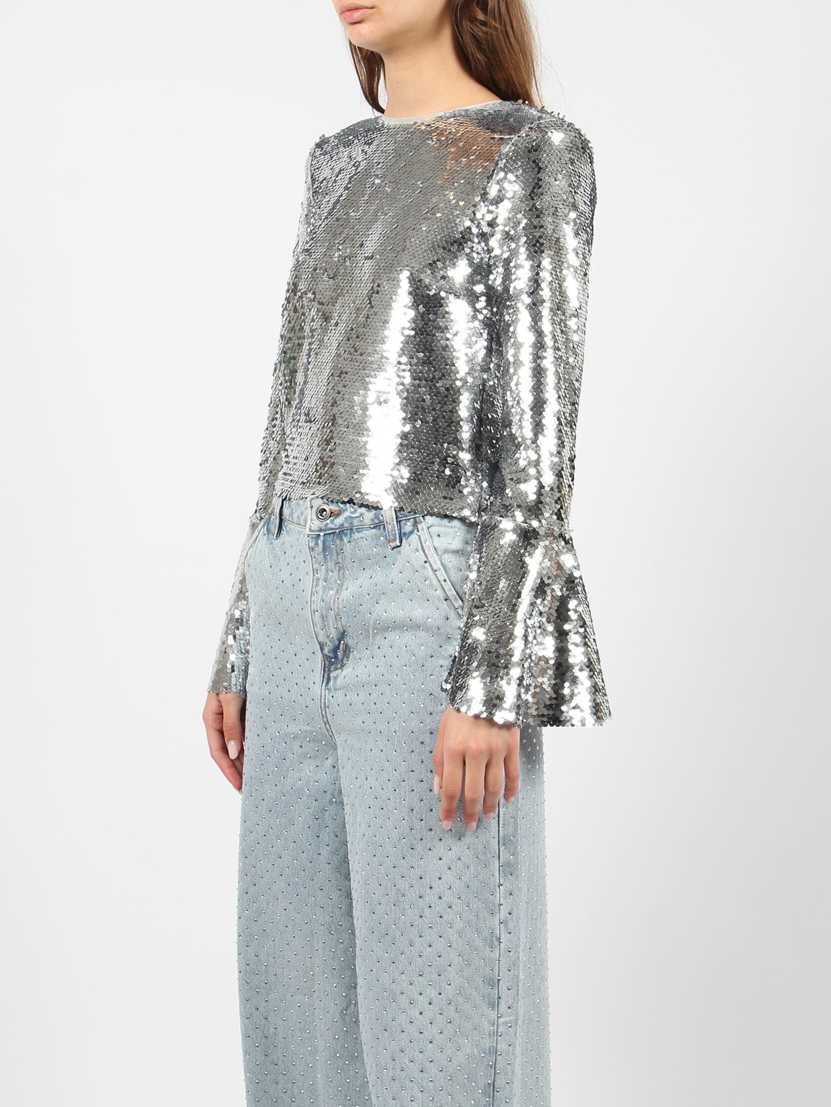 self-portrait Sequin Flared Sleeve Top Self-Portrait
