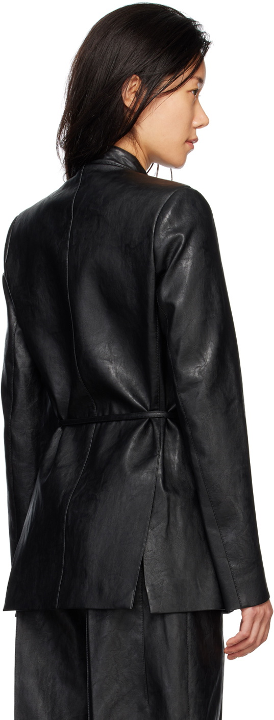 GIA STUDIOS Black Wrap Faux-Leather Jacket GIA STUDIOS