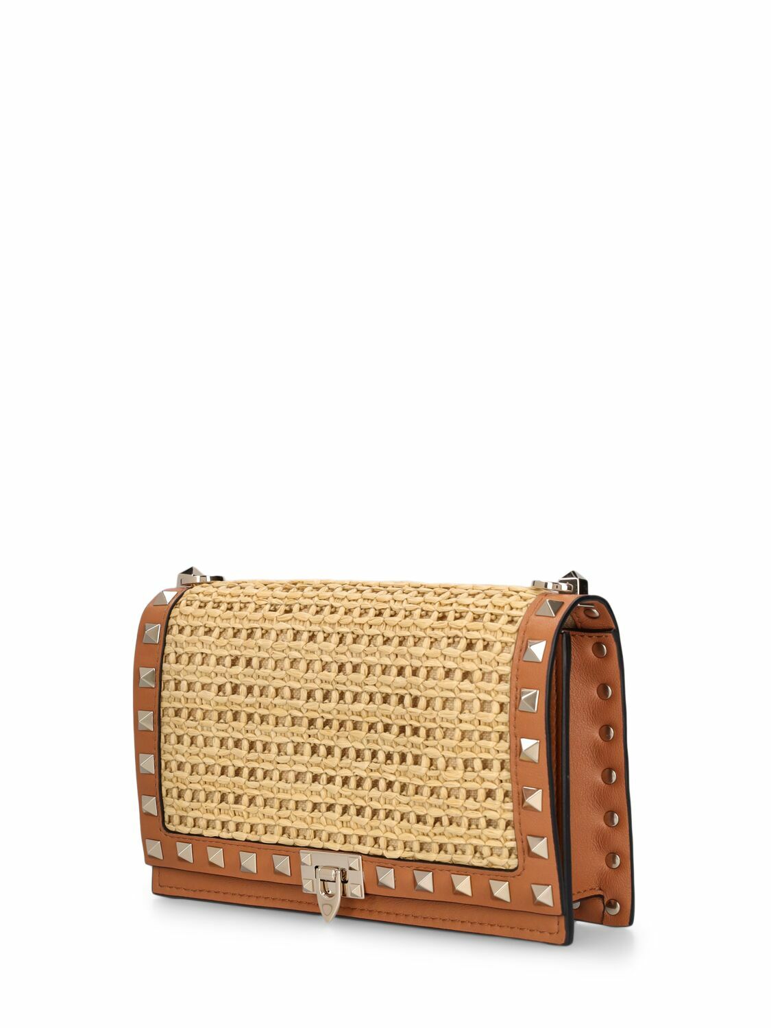 VALENTINO GARAVANI Rockstud Raffia Effect Pouch Valentino Garavani