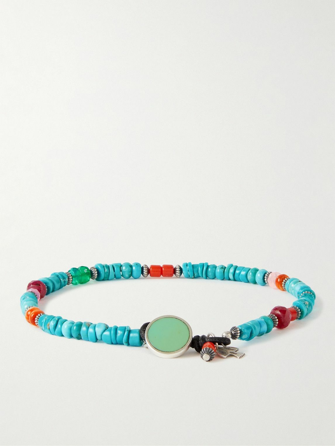 Peyote Bird - Calypso Silver and Cord Multi-Stone Bracelet Peyote Bird