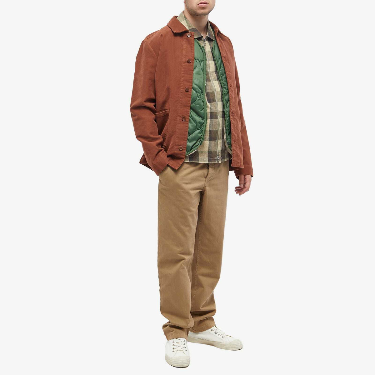 Folk Men's Signal Jacket in Tan Check Folk