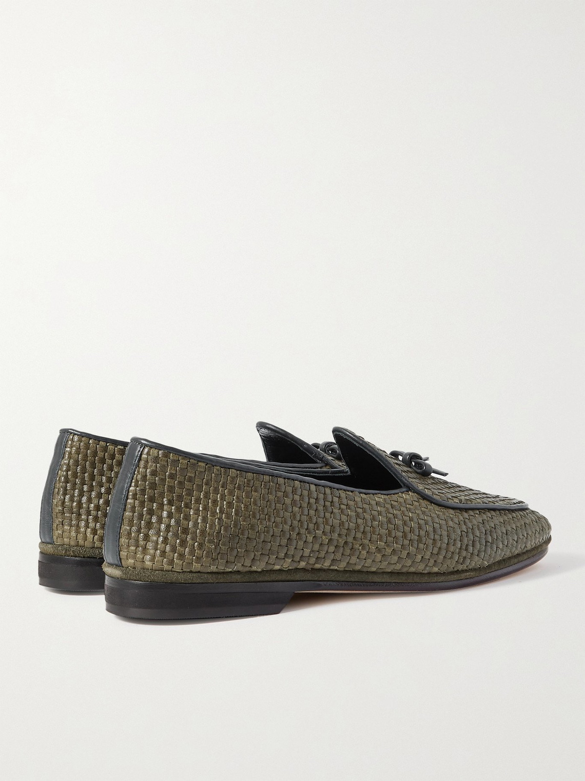 RUBINACCI - Marphy Woven Leather Loafers - Green - EU 40 Rubinacci