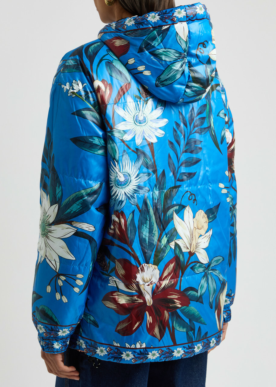 Farm Rio Printed Quilted Reversible Shell Jacket Blue Farm Rio