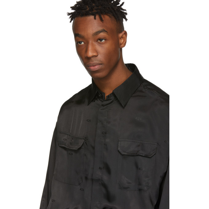424 Black Logo Button Up Shirt 424