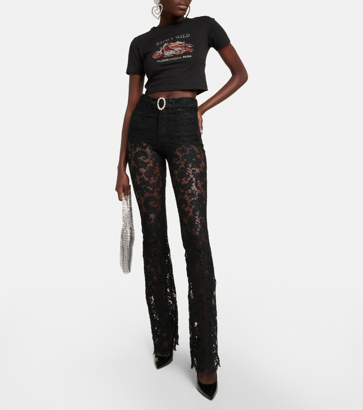 Alessandra Rich Floral high-rise lace pants Alessandra Rich
