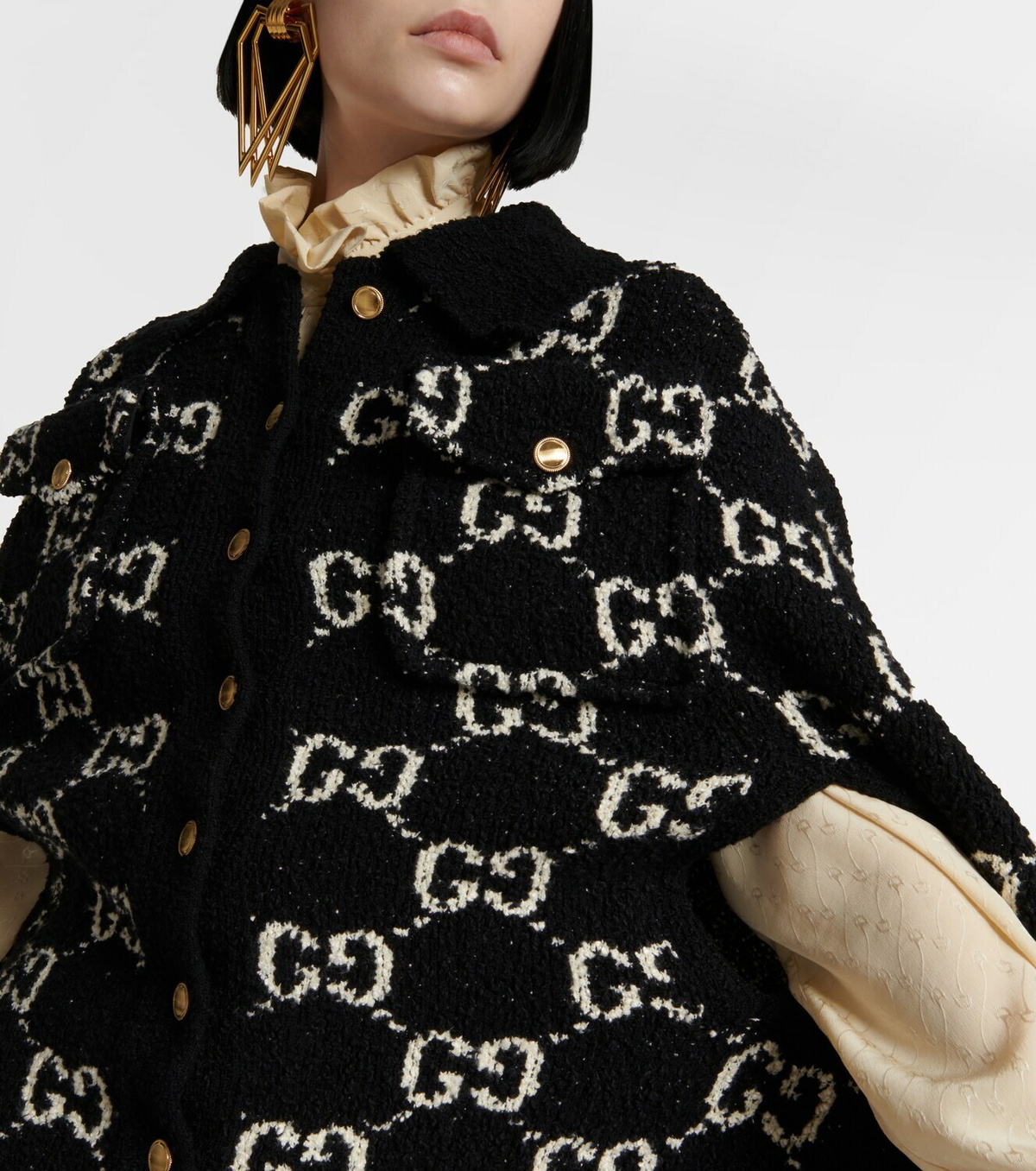 Gucci - GG jacquard cotton-blend cape Gucci