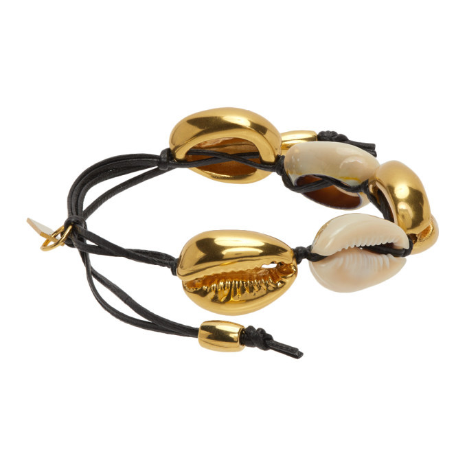 Saint Laurent Black and Gold Cowrie Shell Bracelet Saint Laurent