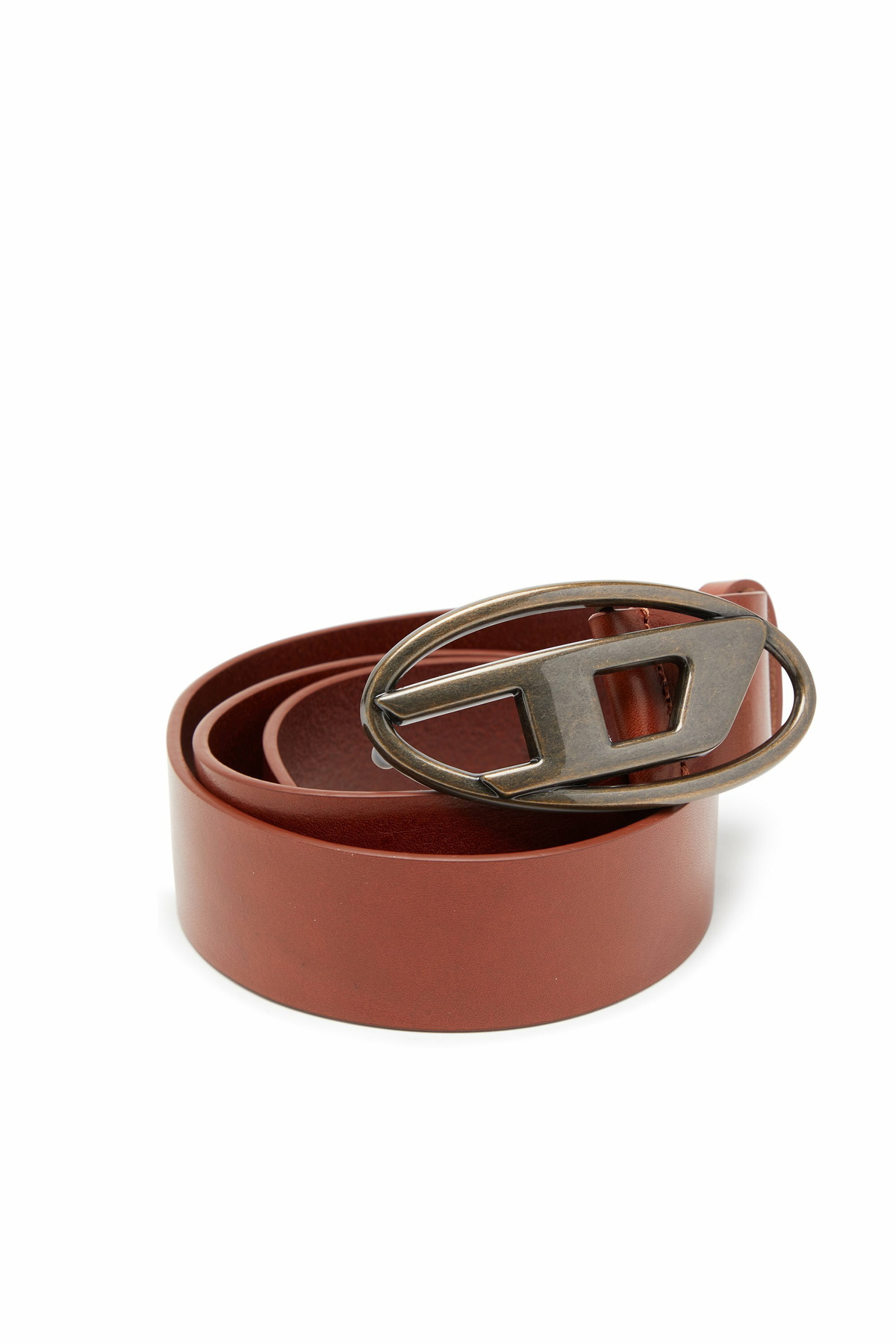 Diesel 3.9cm leather belt with D buckle - Belts Mens in Brown Diesel