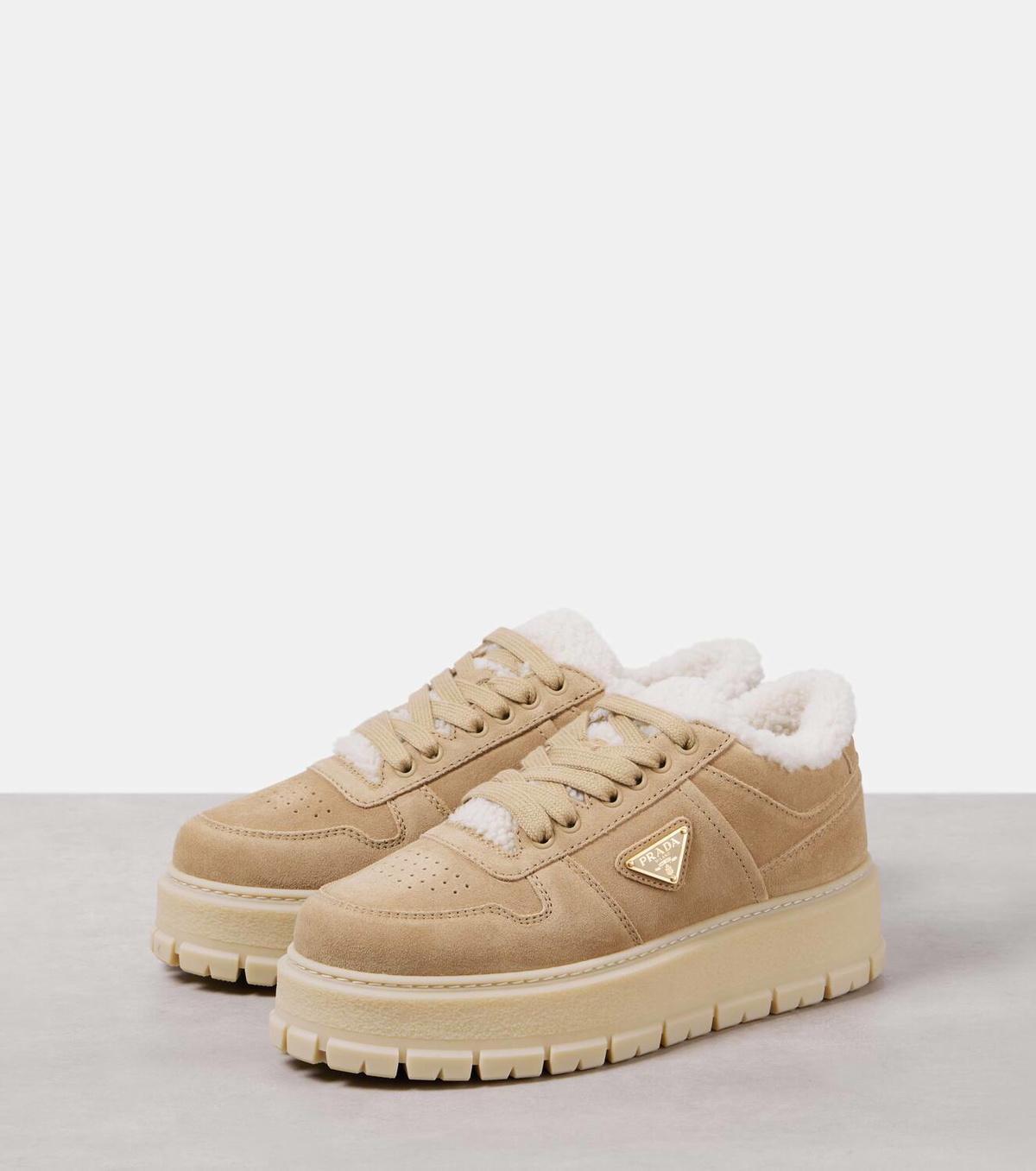 Prada Shearling-lined suede sneakers Prada