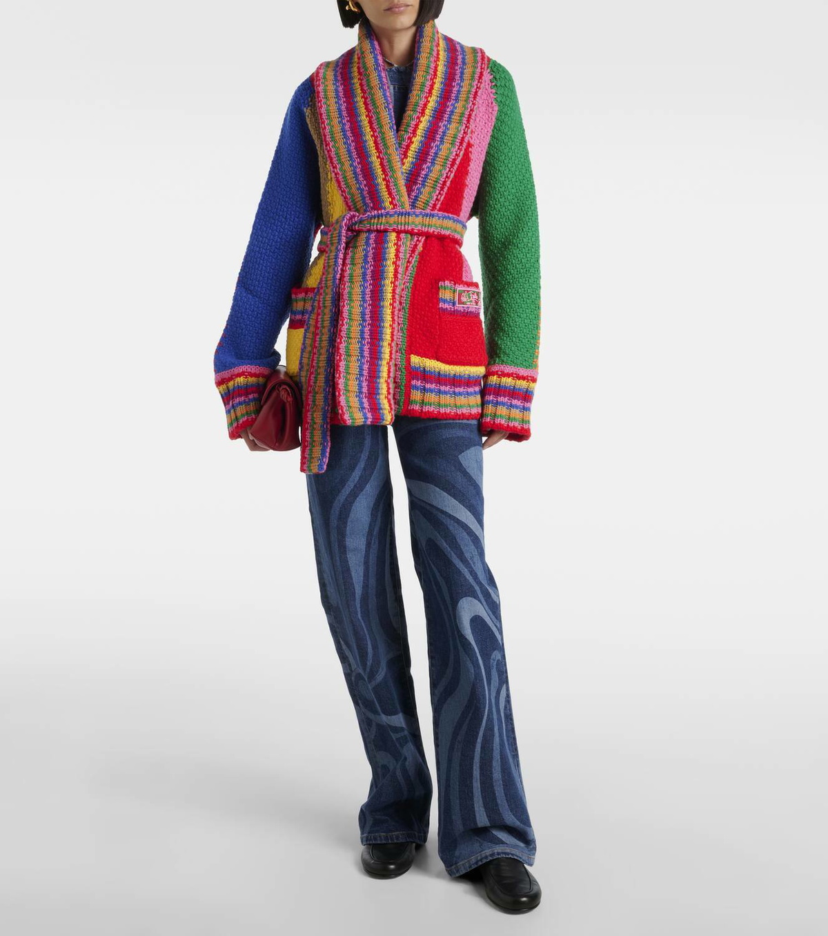 Pucci Colorblocked striped wool wrap cardigan Emilio Pucci