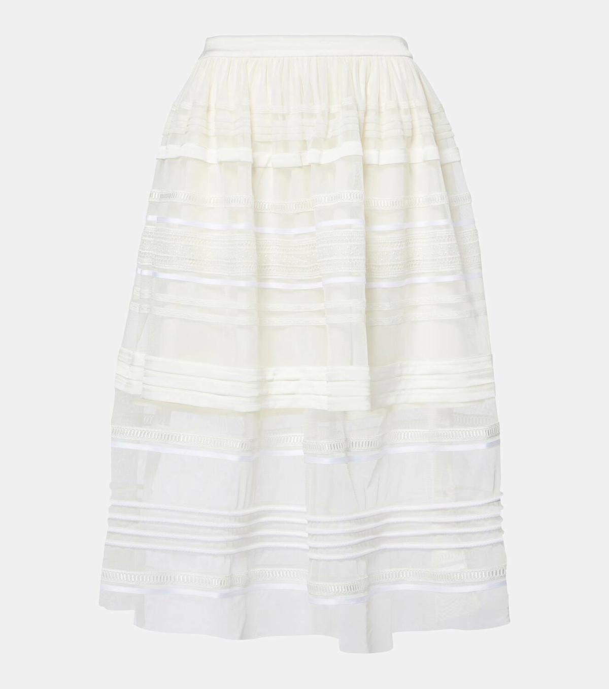 Xu Zhi Gathered lace and tulle midi skirt Xu Zhi