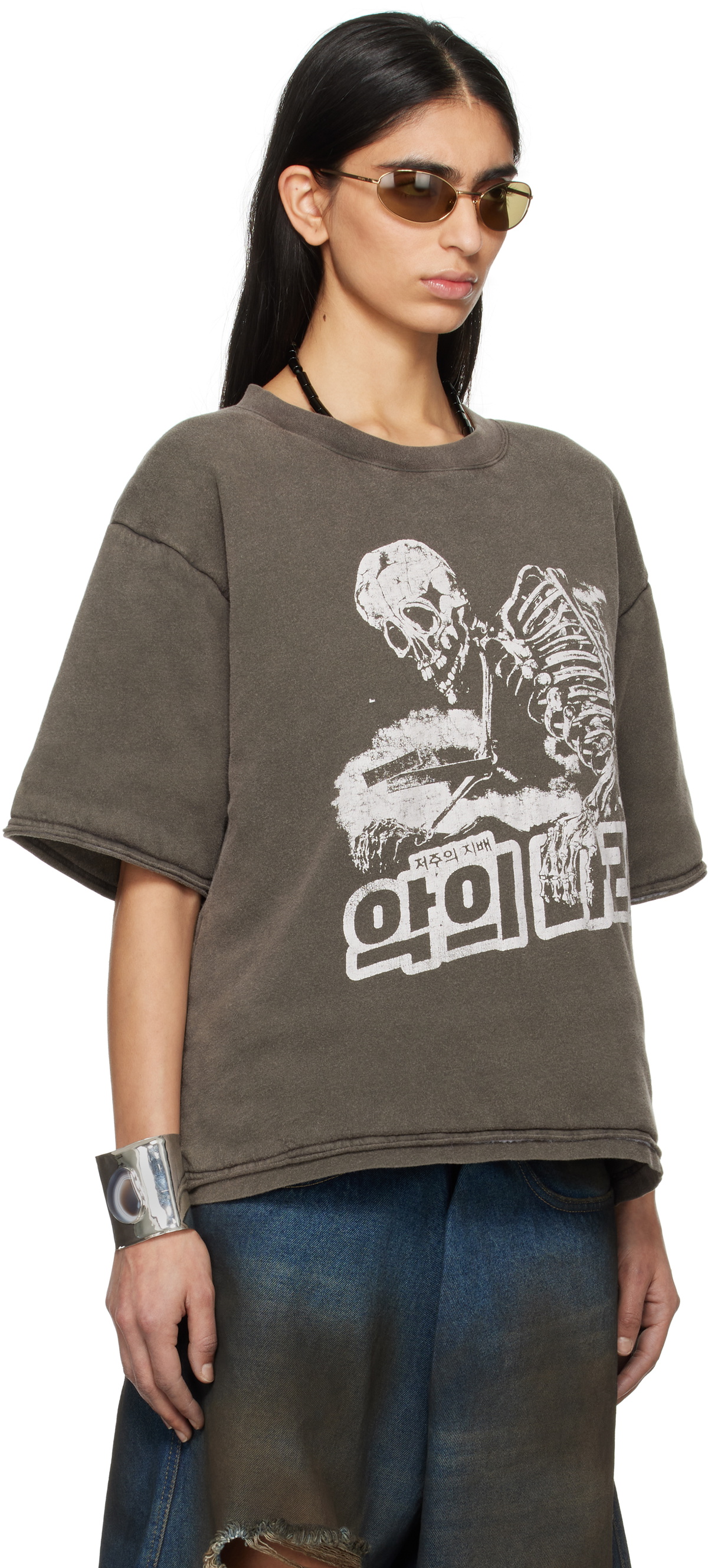 LU'U DAN Gray Wadded T-shirt LU'U DAN