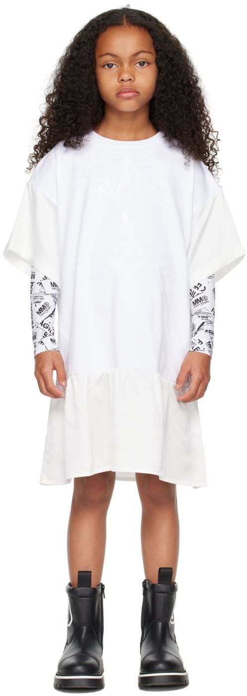 MM6 Maison Margiela Kids White Logo Dress MM6 Maison Margiela