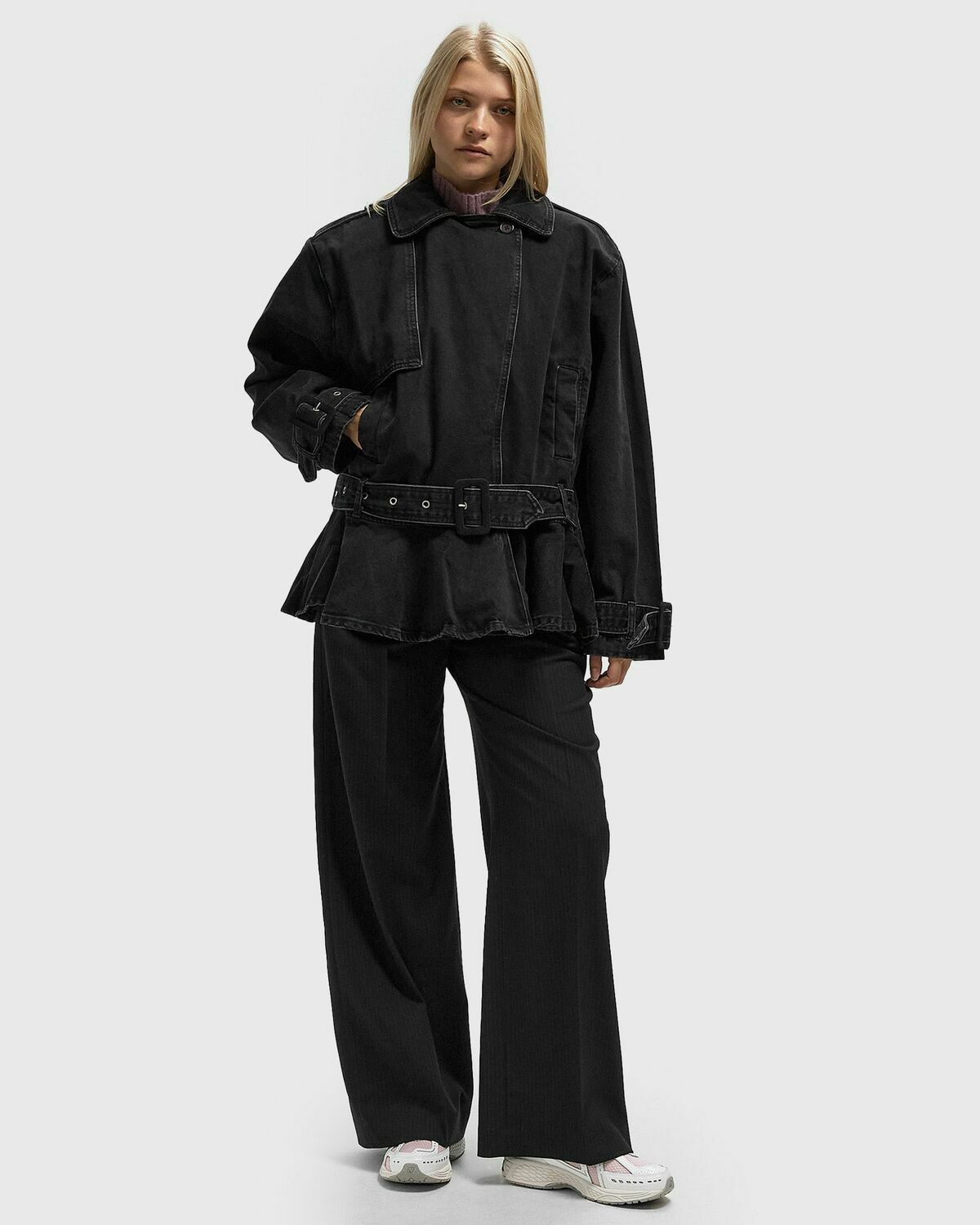 ROTATE Birger Christensen DENIM BIKER JACKET Black Womens Windbreaker ...