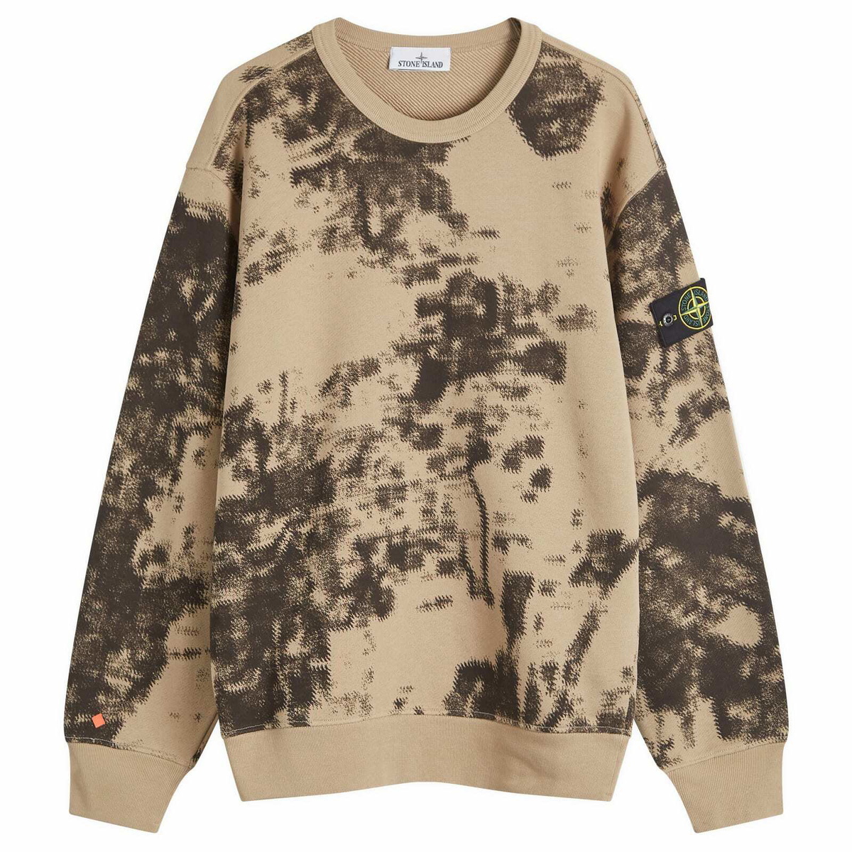 Stone Island Men's Earth Mapping Camo Crew Neck Sweatshirt in Dove Grey ...