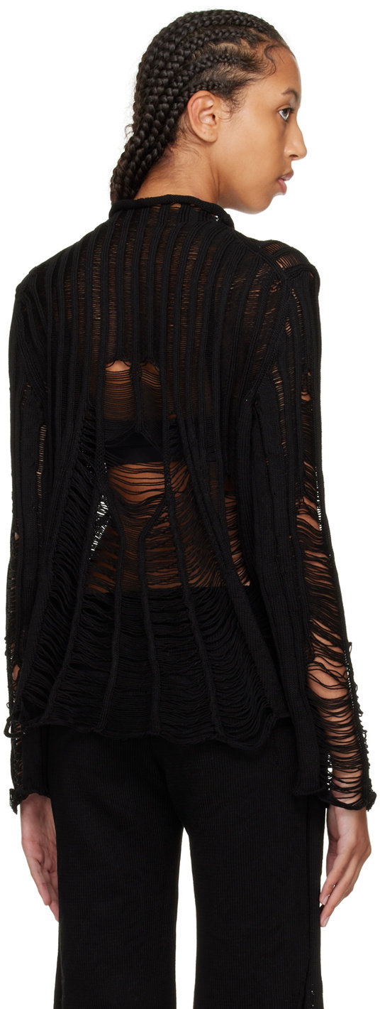 Dion Lee Black Distressed Float Sweater Dion Lee