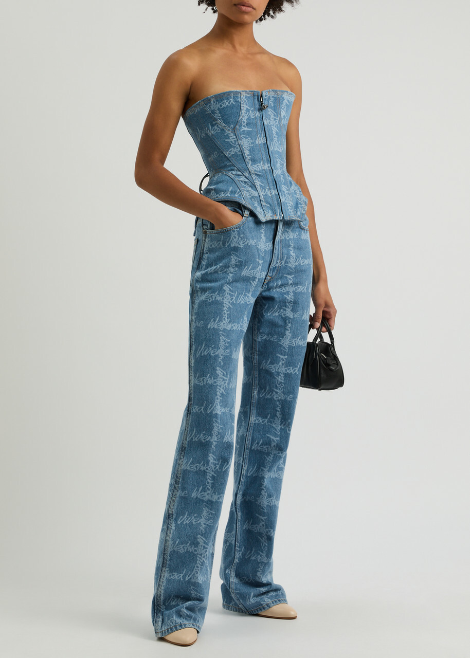 Vivienne Westwood Ray Monogrammed Flared-leg Jeans Blue Vivienne Westwood