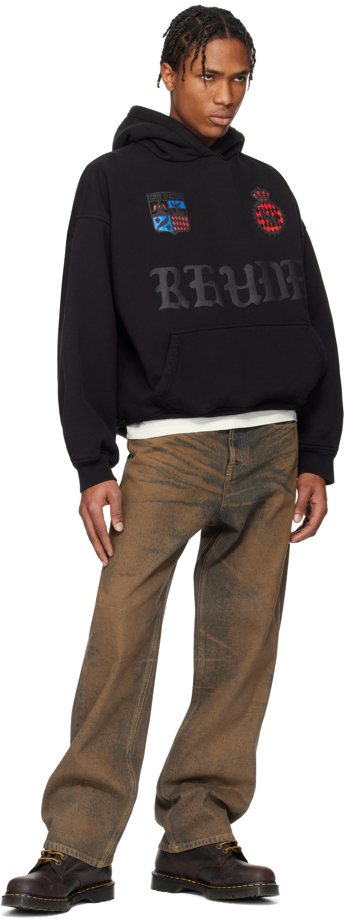 Rhude Black 'Rhude Côte D'Azur' Crest Oversized Hoodie Rhude