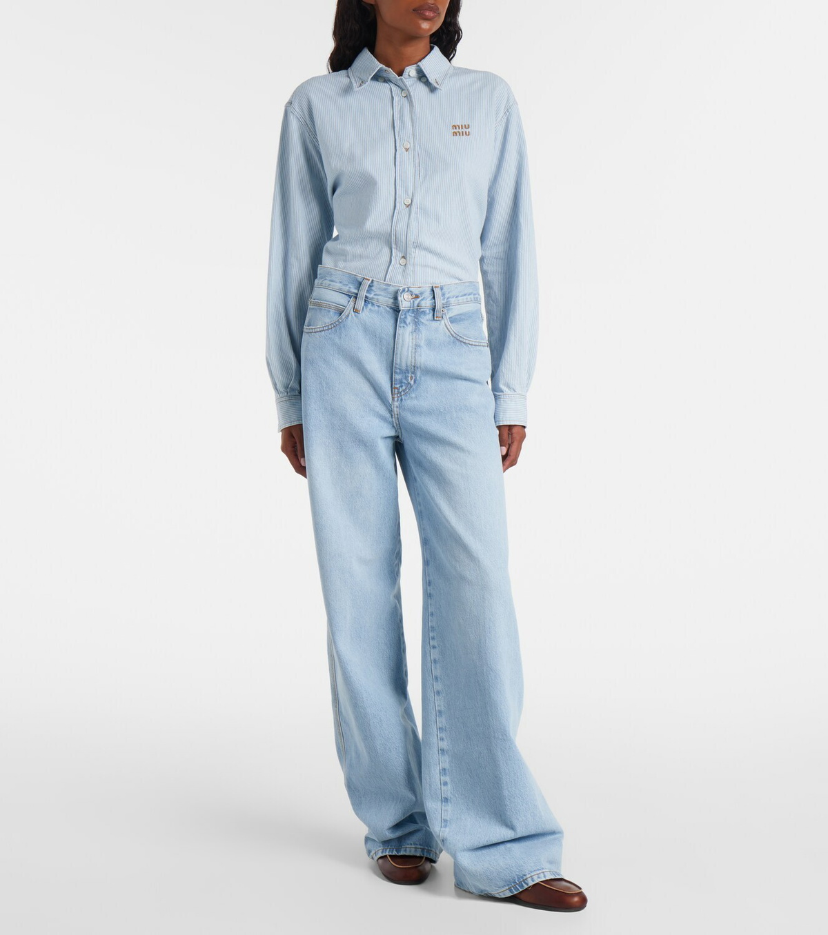 Frame The Cuffed Wide high-rise wide-leg jeans Frame Denim