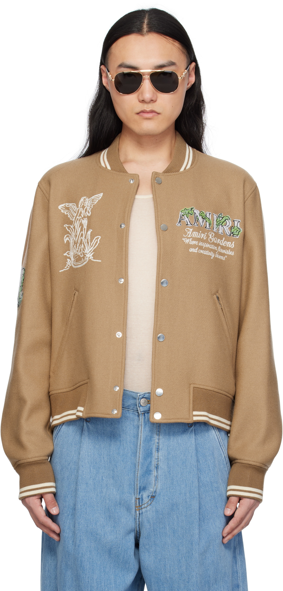 AMIRI Brown 'Amiri' Garden Bomber Jacket Amiri