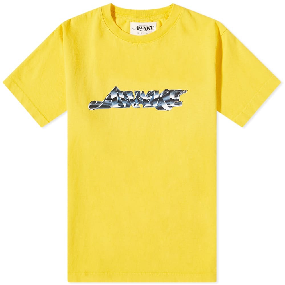 Awake NY Men's Chrome Logo T-Shirt in Yellow Awake NY