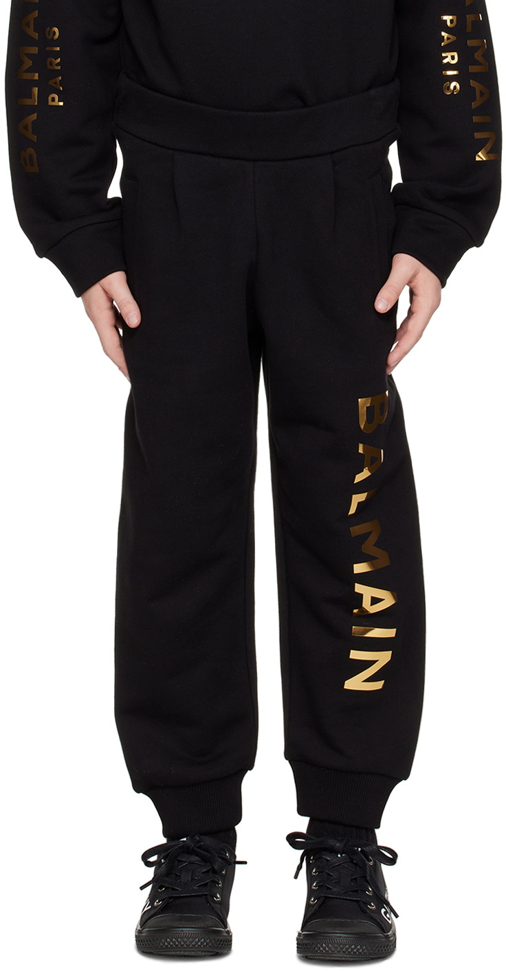 Balmain Kids Black Bonded Lounge Pants Balmain