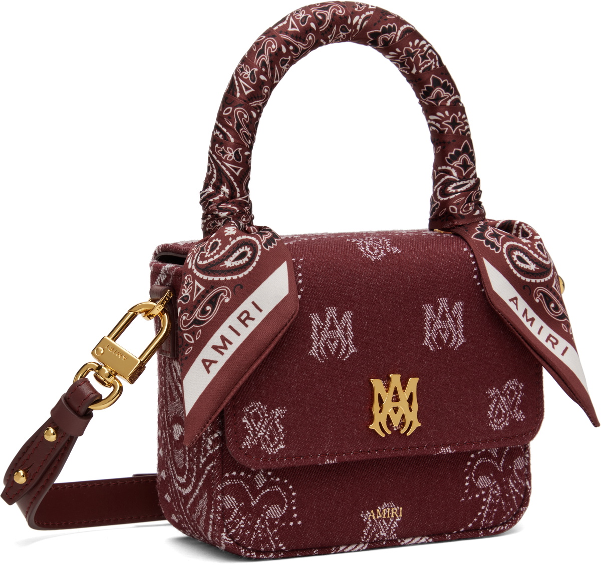 AMIRI Burgundy Denim Bandana Micro MA Bag Amiri