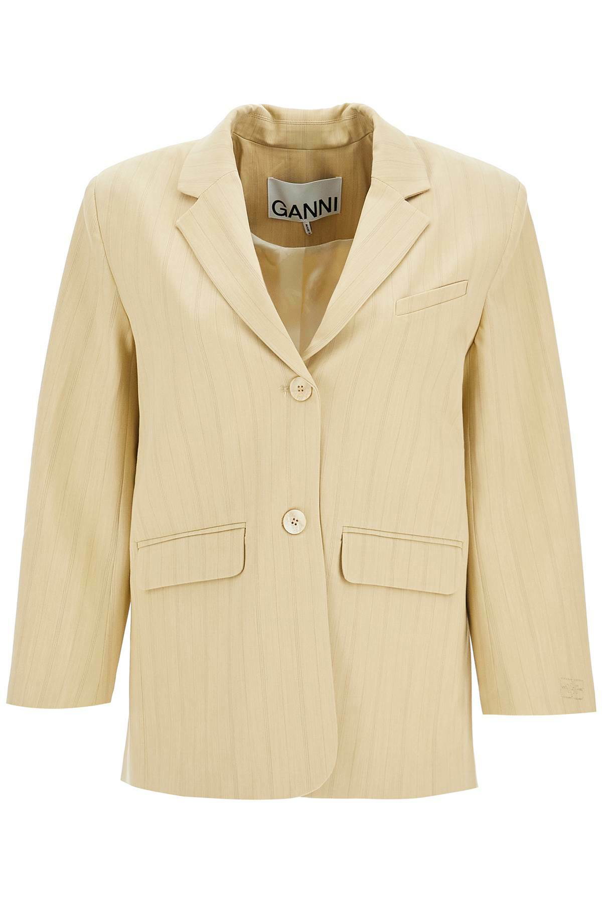 GANNI striped boxy blazer Beige GANNI