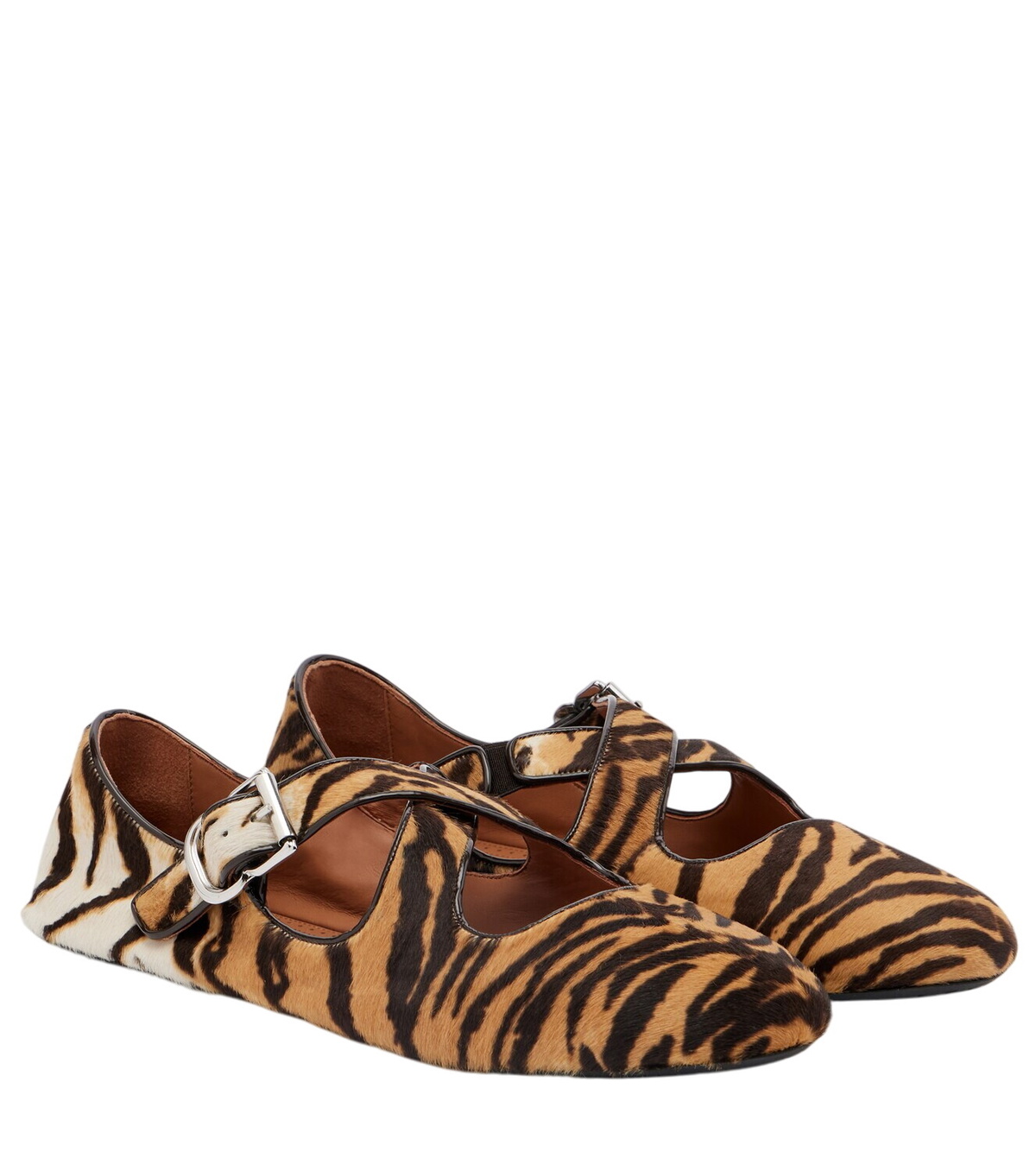 Alaïa Tiger-print calf hair ballet flats ALAÏA