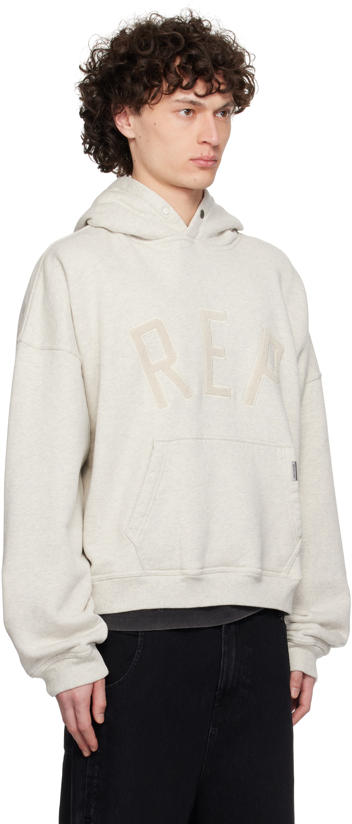 Represent Gray 'Rep' Appliqué Hoodie Represent