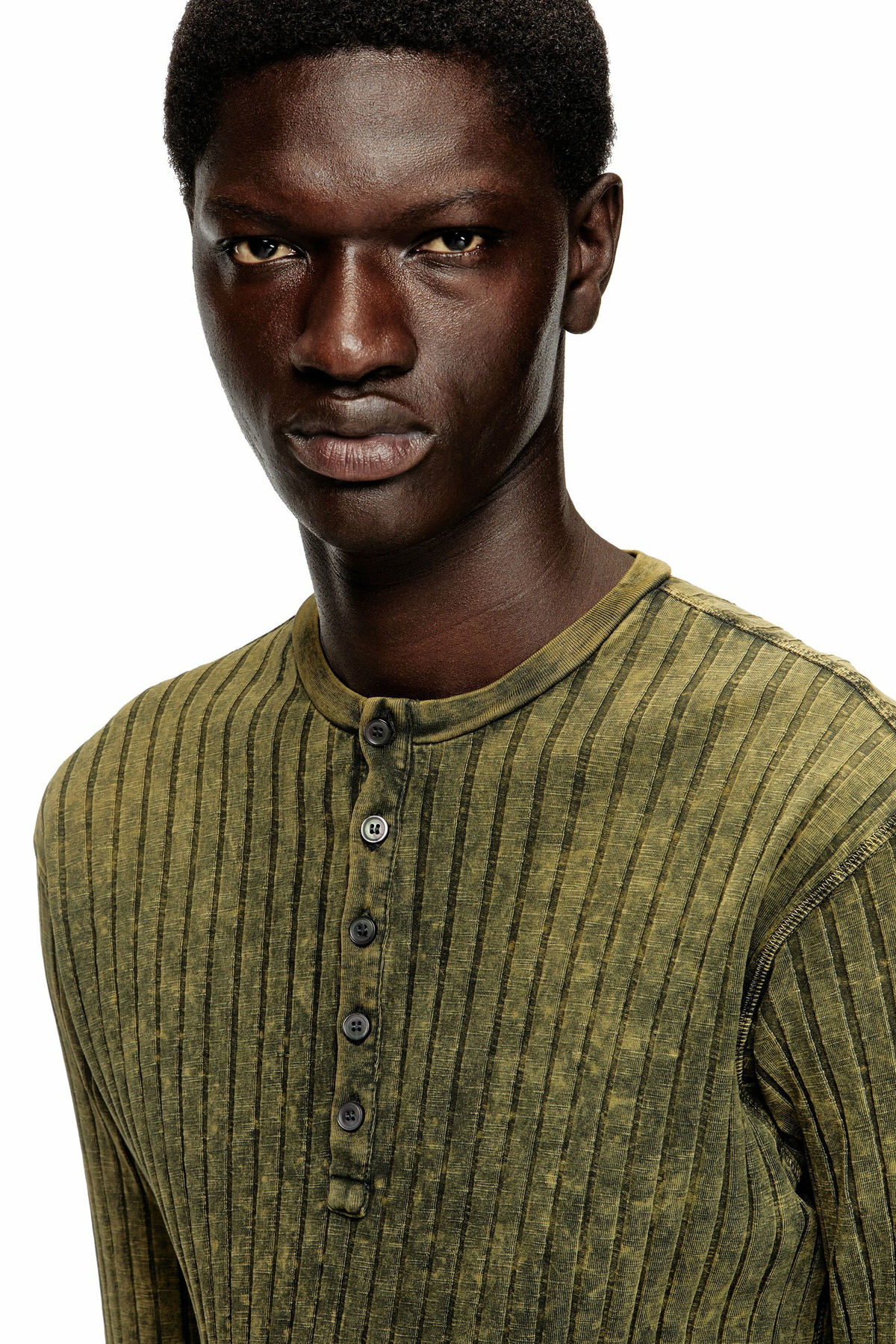 Diesel Henley top in treated wide-rib jersey - T-Shirts Mens in Green ...