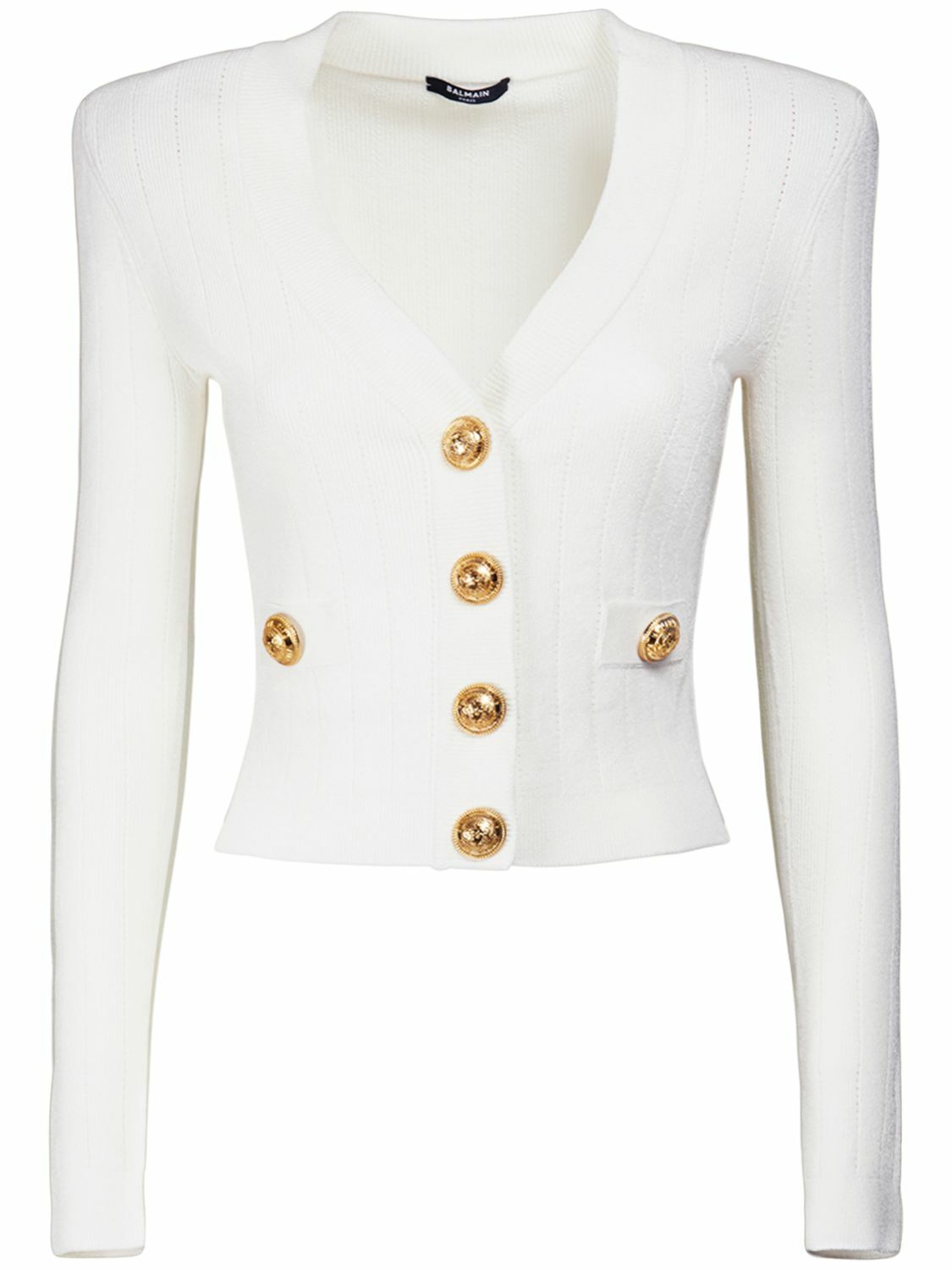 BALMAIN - Viscose Blend Knit Cropped Cardigan Balmain