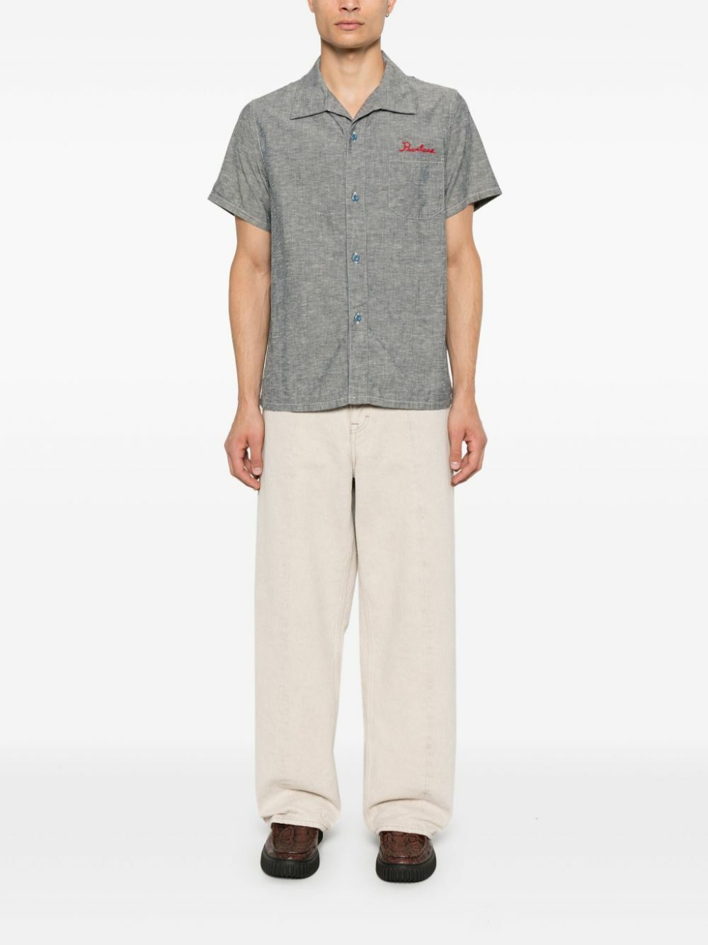 Visvim Grey Embroidered Shirt Visvim