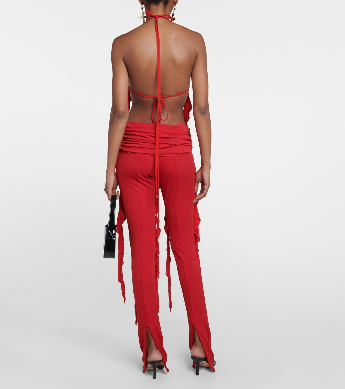 Blumarine - Rose-embellished ruffled top Blumarine