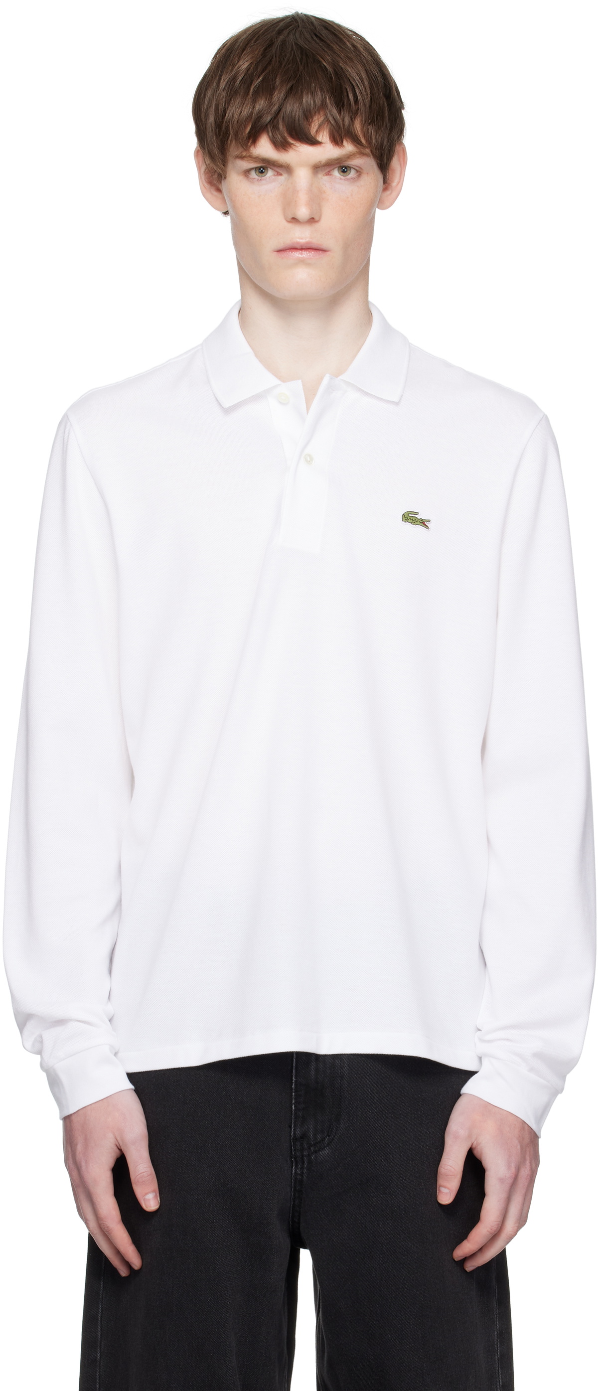 Lacoste White Classic Fit Long Sleeve L.12.12 Polo Lacoste