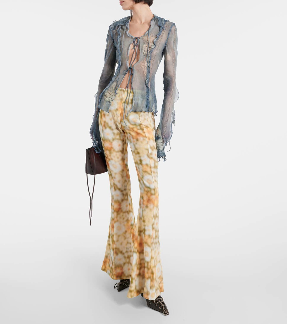 Acne Studios Distressed printed sheer top Acne Studios