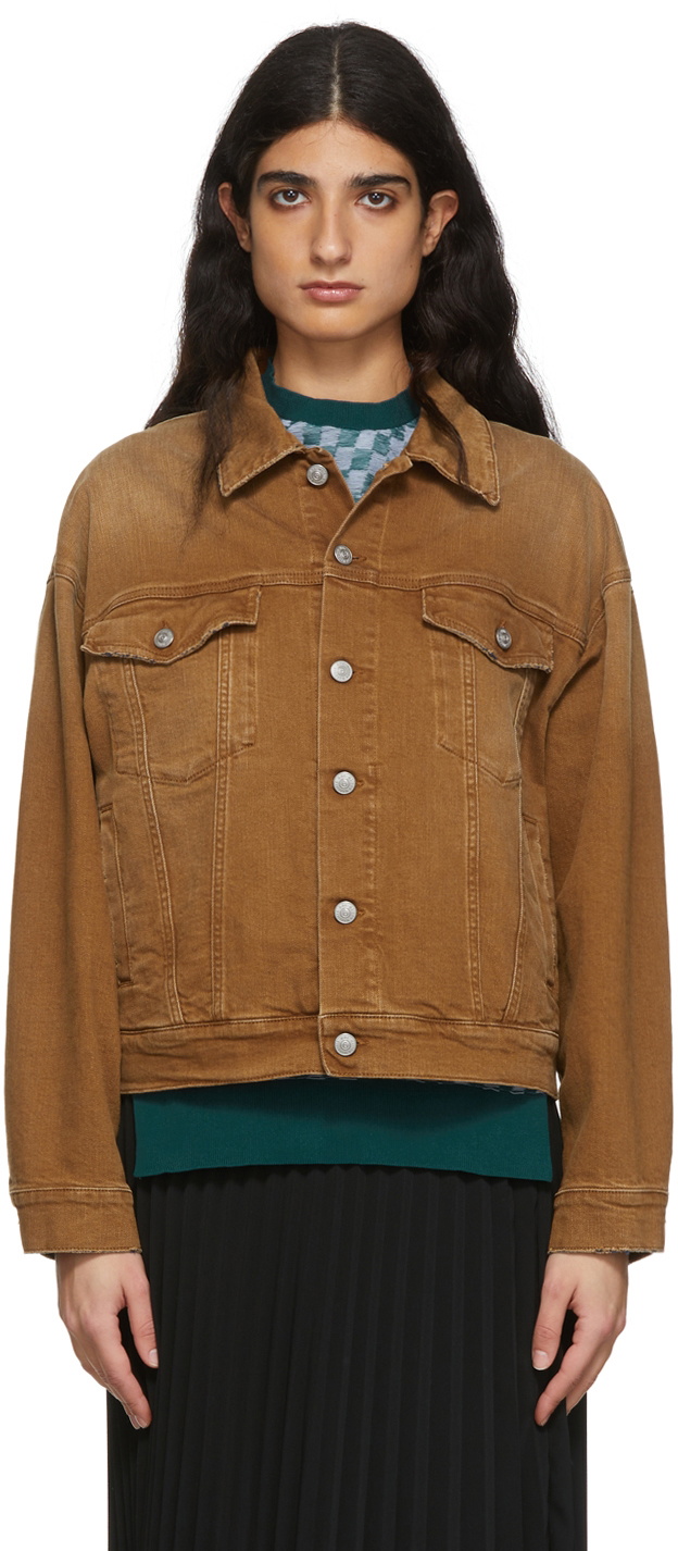 MM6 Maison Margiela Brown Distressed Denim Jacket MM6 Maison Margiela