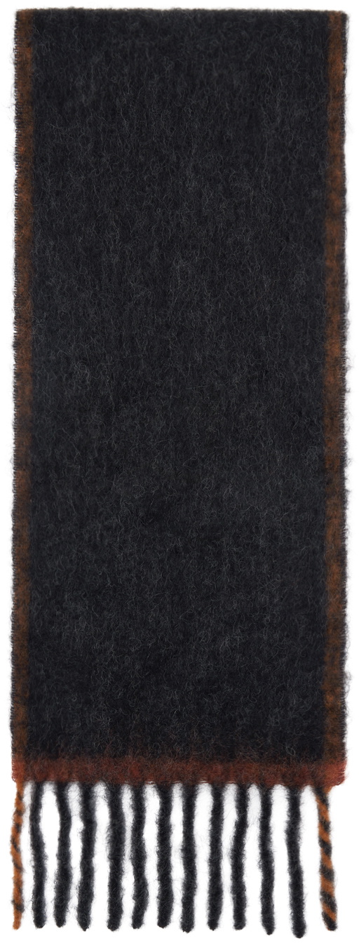 Acne Studios Black Narrow Wool & Mohair Scarf Acne Studios