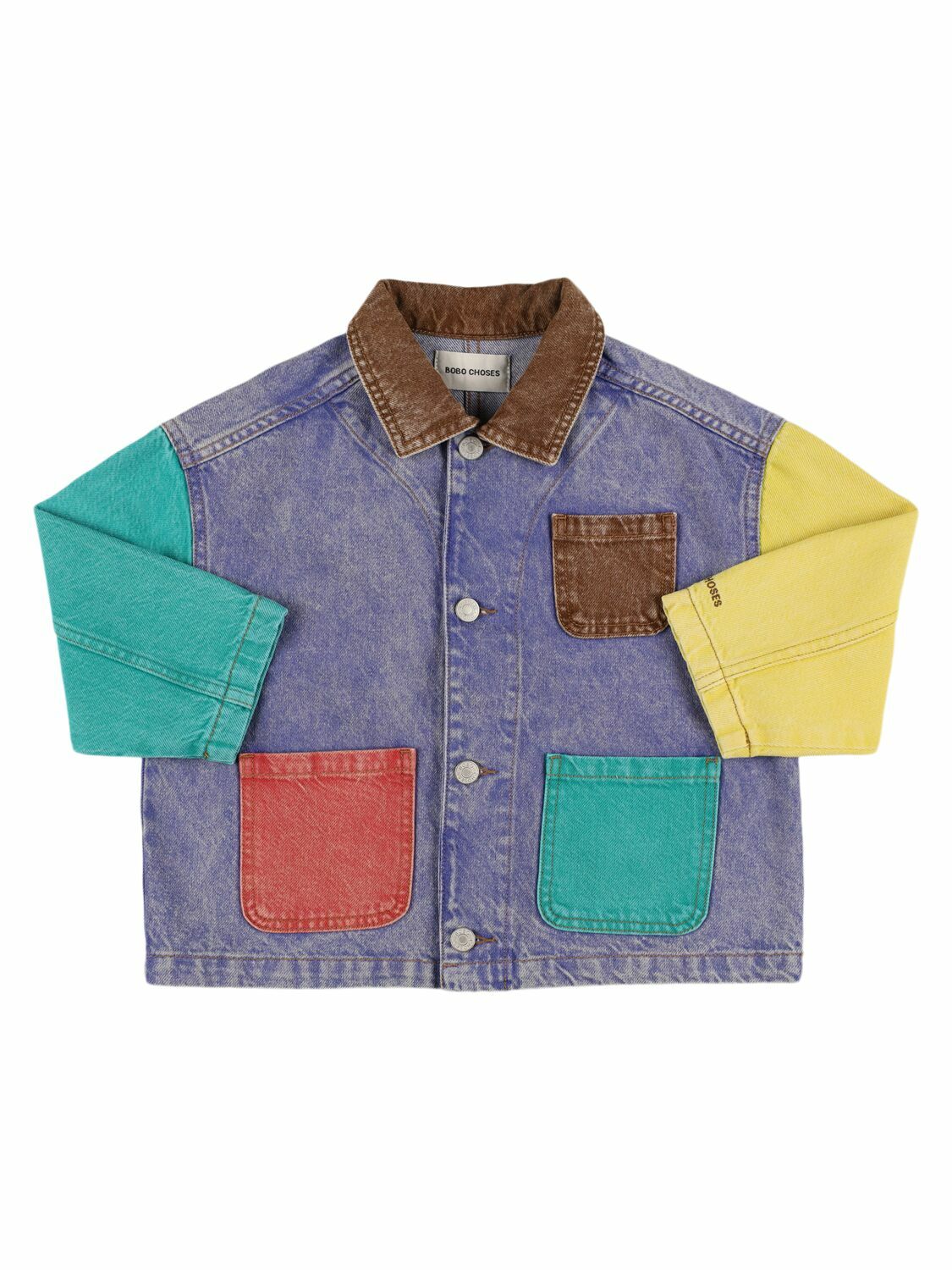 BOBO CHOSES Color Block Cotton Denim Jacket Bobo Choses
