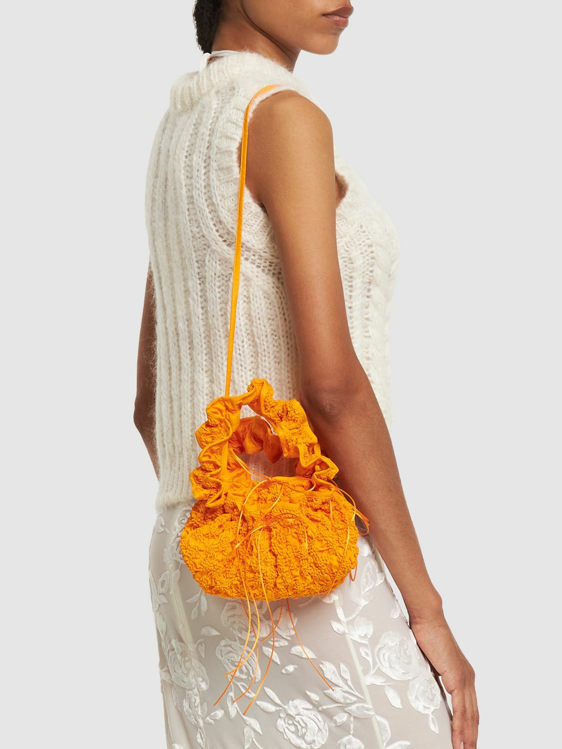 CECILIE BAHNSEN - Kiku Smocked Cotton Top Handle Bag Cecilie Bahnsen