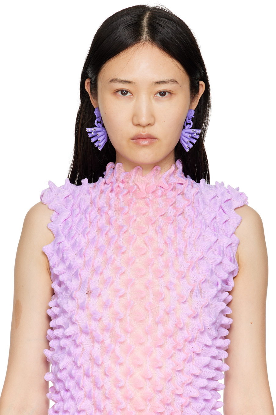 Roussey SSENSE Exclusive Purple 3D-Printed Luv Earrings Roussey