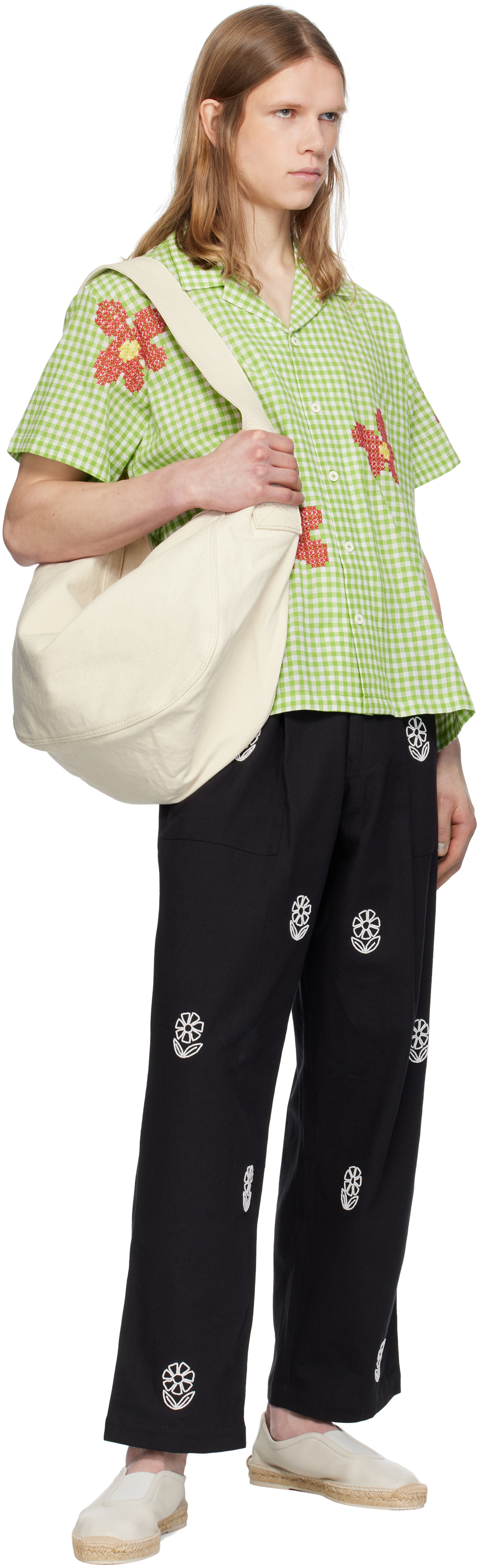 HARAGO Green Checkered Embroidered Shirt HARAGO