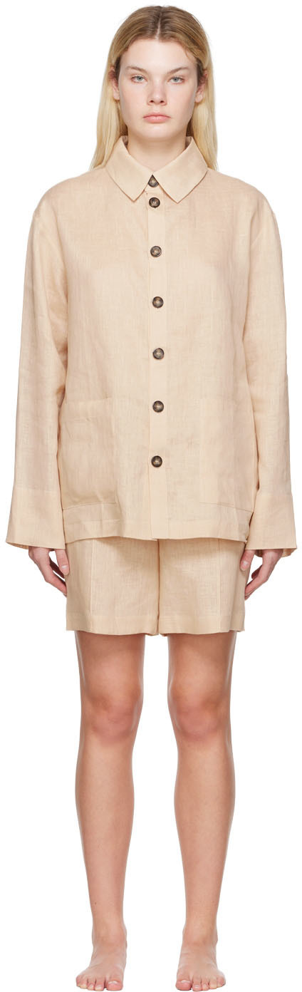 Sleeper Beige Linen Pyjama Set Sleeper